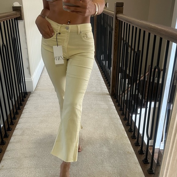 Zara | Pants & Jumpsuits | Zara Pale Yellow Jeans | Poshmark